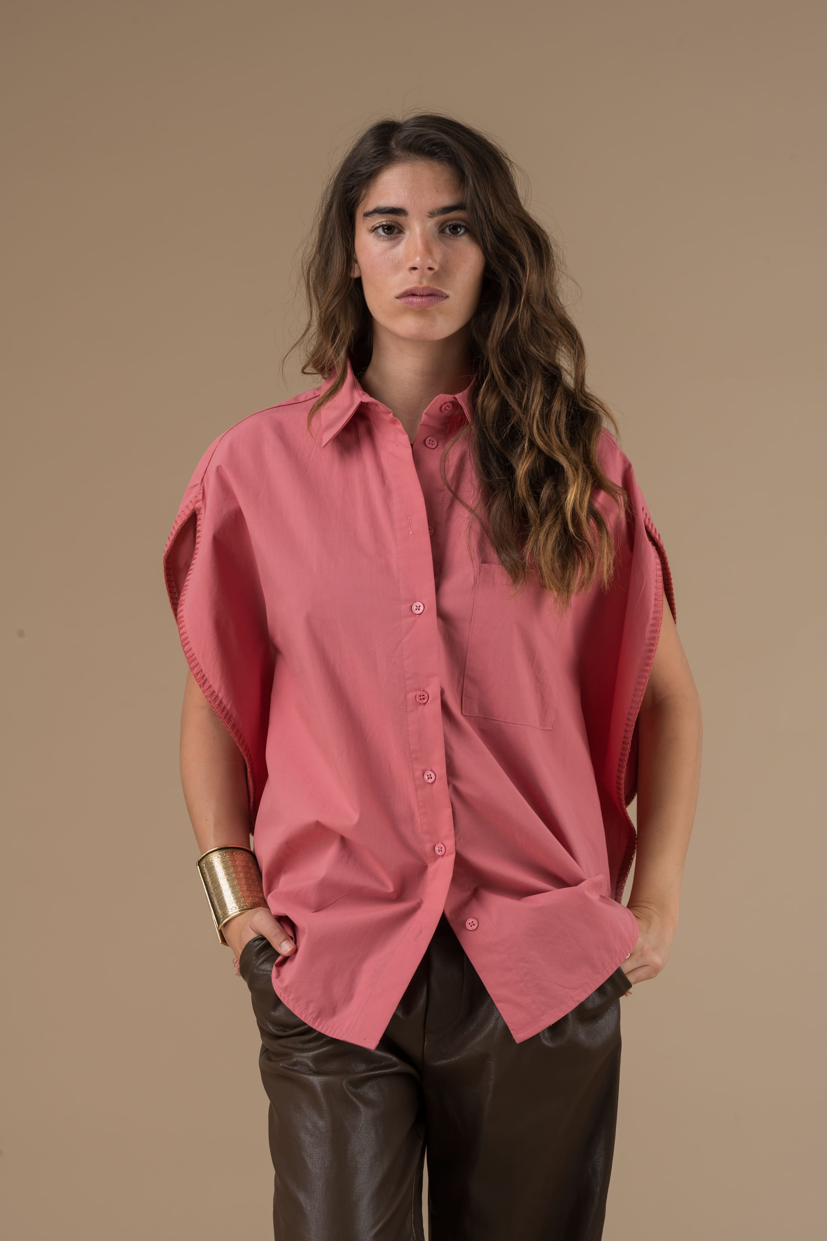 Chemise Fabiola Vieux Rose sans manches – Adore Paris
